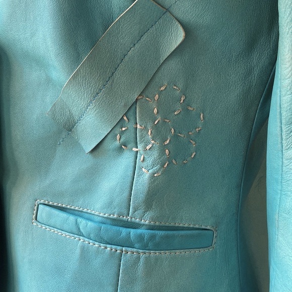 Guru | Jackets & Coats | Guru Turquoise Leather Jacket | Poshmark